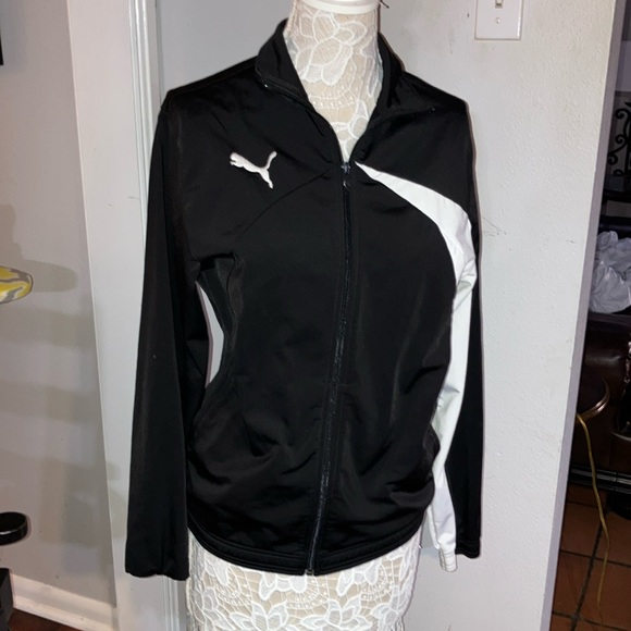 Puma | Jackets & Coats | Puma Zip Up Black Jacket With White Down Side ...